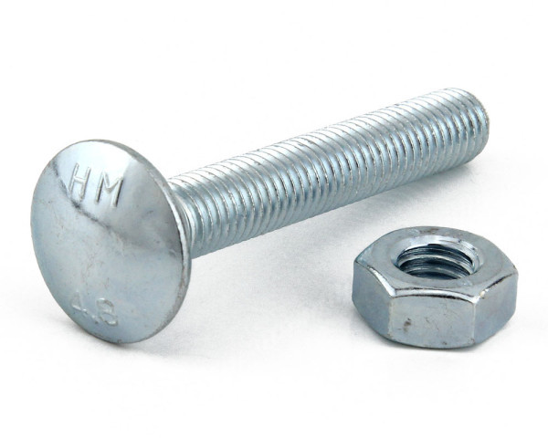 M8 x 120 Cup Square Hex Bolts & Nuts Grade 4.8 DIN 603 | FFT - Fasteners Fixings and Tools